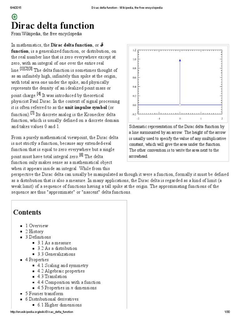 Dirac Delta Function | PDF | Distribution (Mathematics) | Convolution