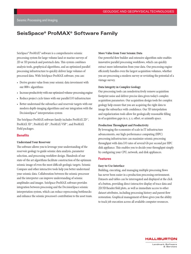 2013 02 Seisspace Promax Data Sheet | PDF | Reflection Seismology ...