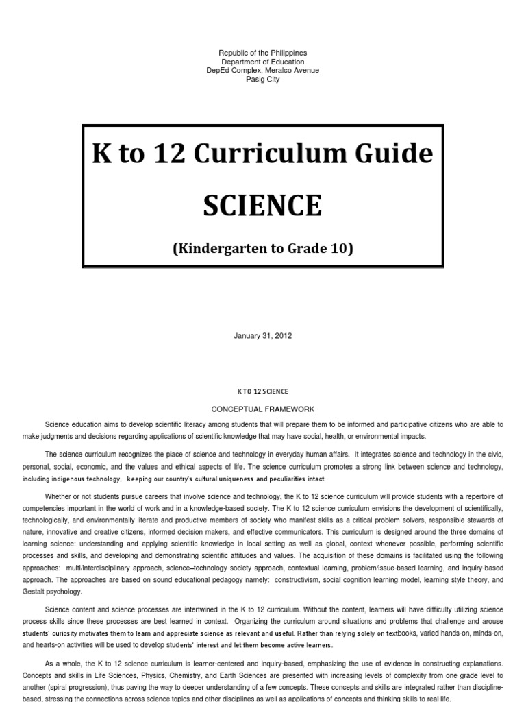 Science K-10 Curriculum Guide | Learning | Curriculum
