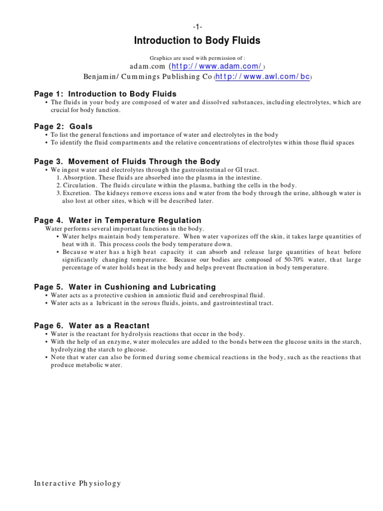 Introduction To Body Fluids-1 | PDF | Electrolyte | Osmosis