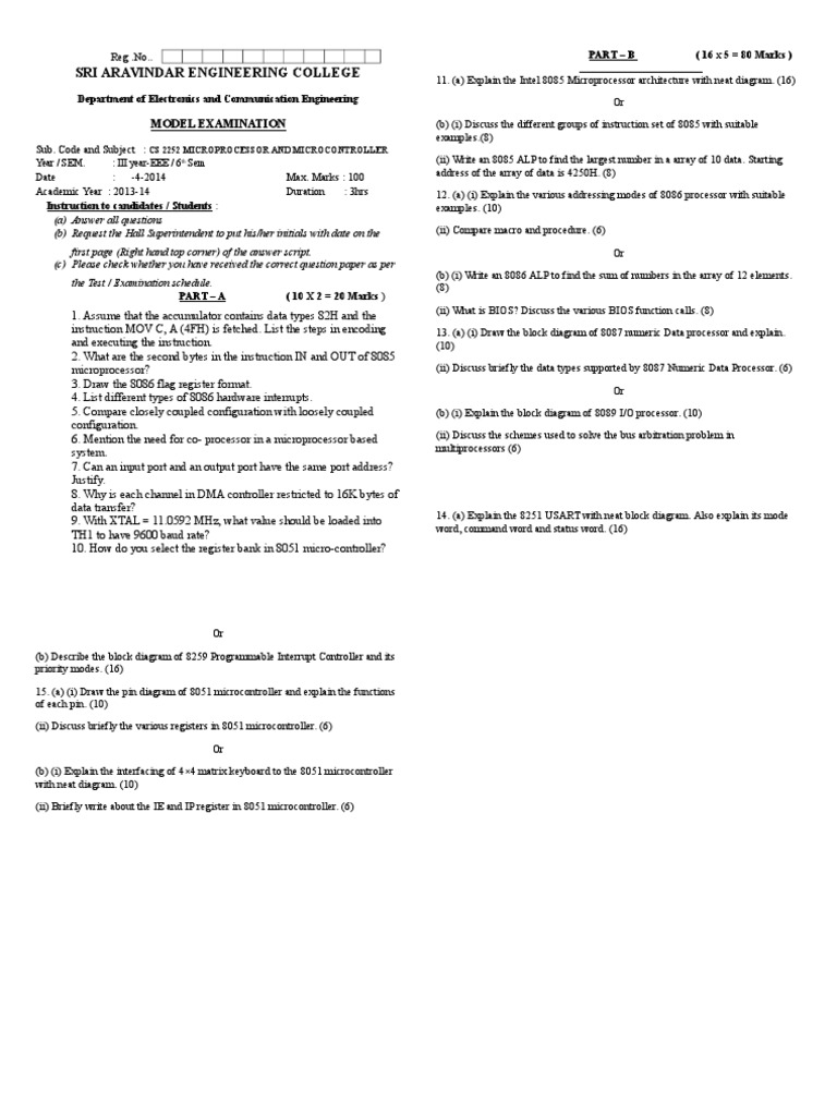 Cs MPMC Model Question Paper | PDF | Instruction Set | Microcontroller