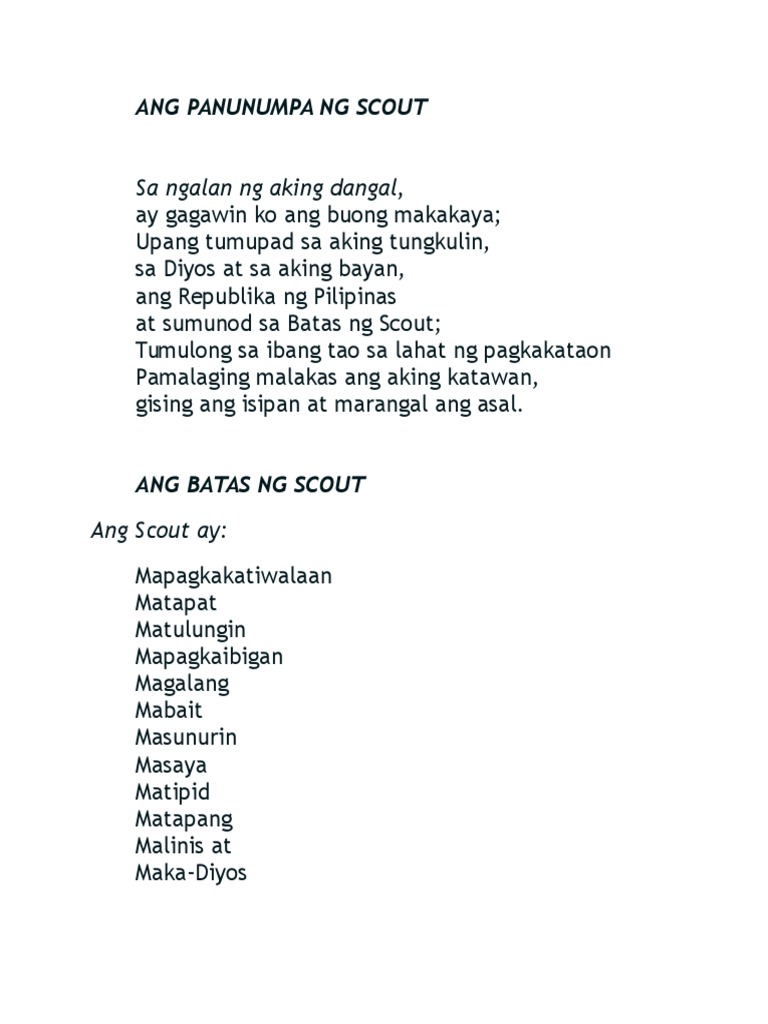 Ang Panunumpa NG Scout | PDF