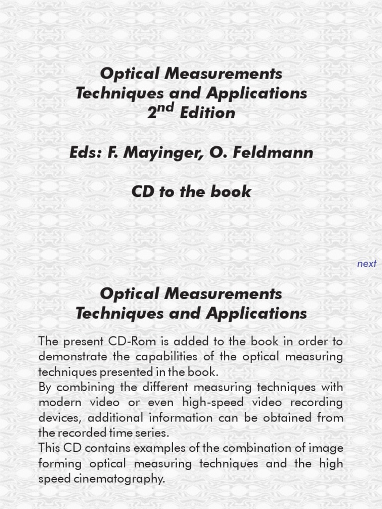 Optical Measurements Techniques and Applications 2 Edition Eds: F ...