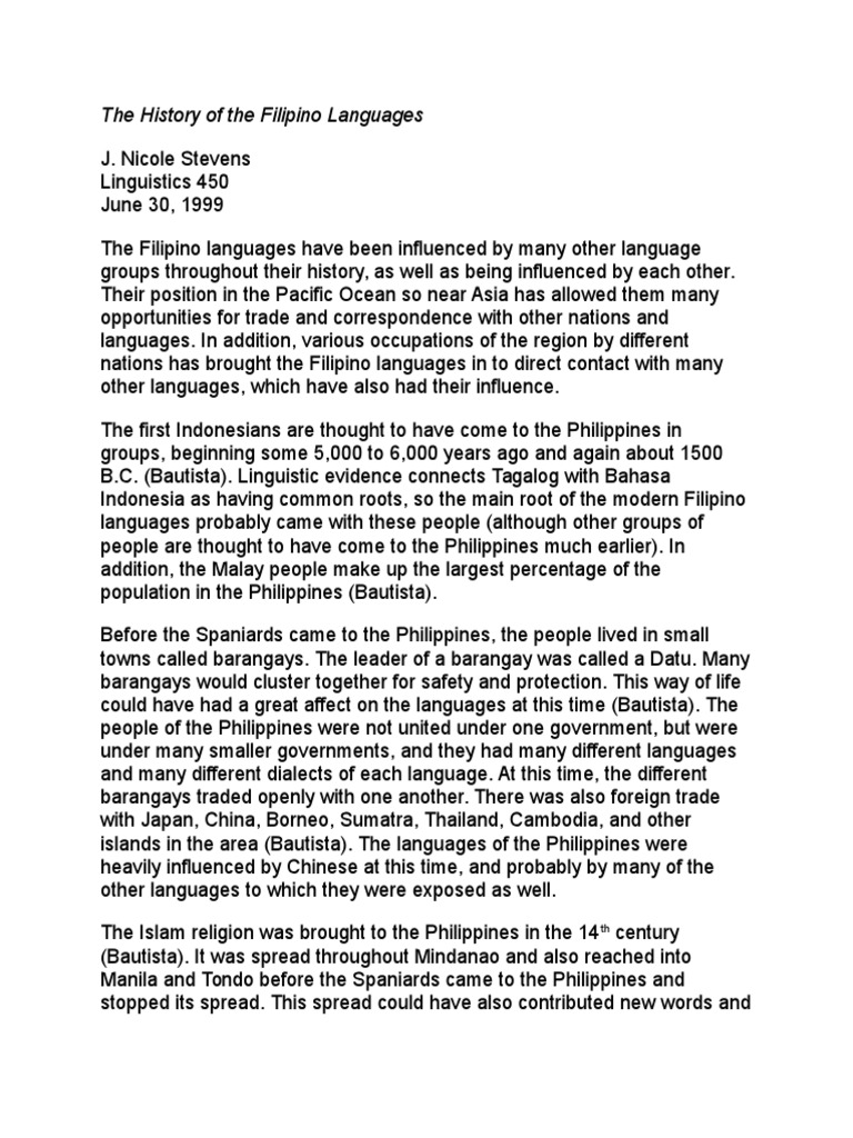 Evolution of Filipino Language History | PDF | Philippines | Tagalog ...