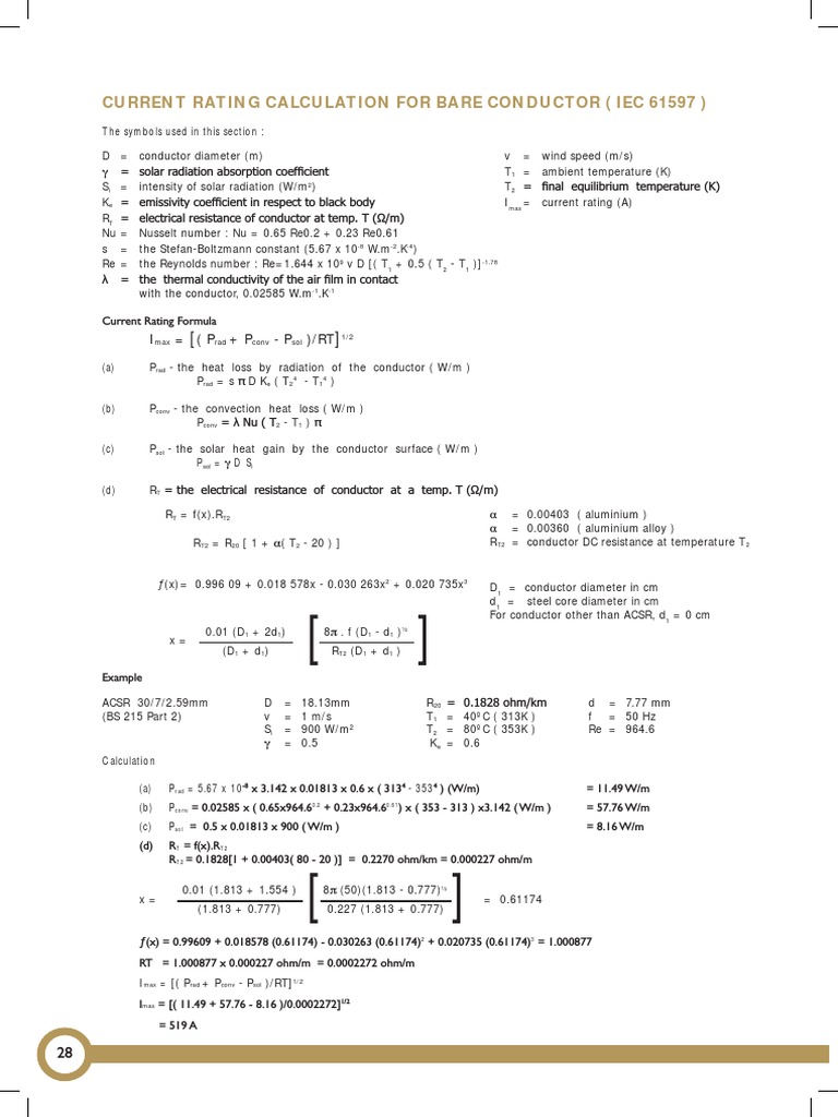 Current Rating for Bare Conductors | PDF | Physical Quantities | Wire