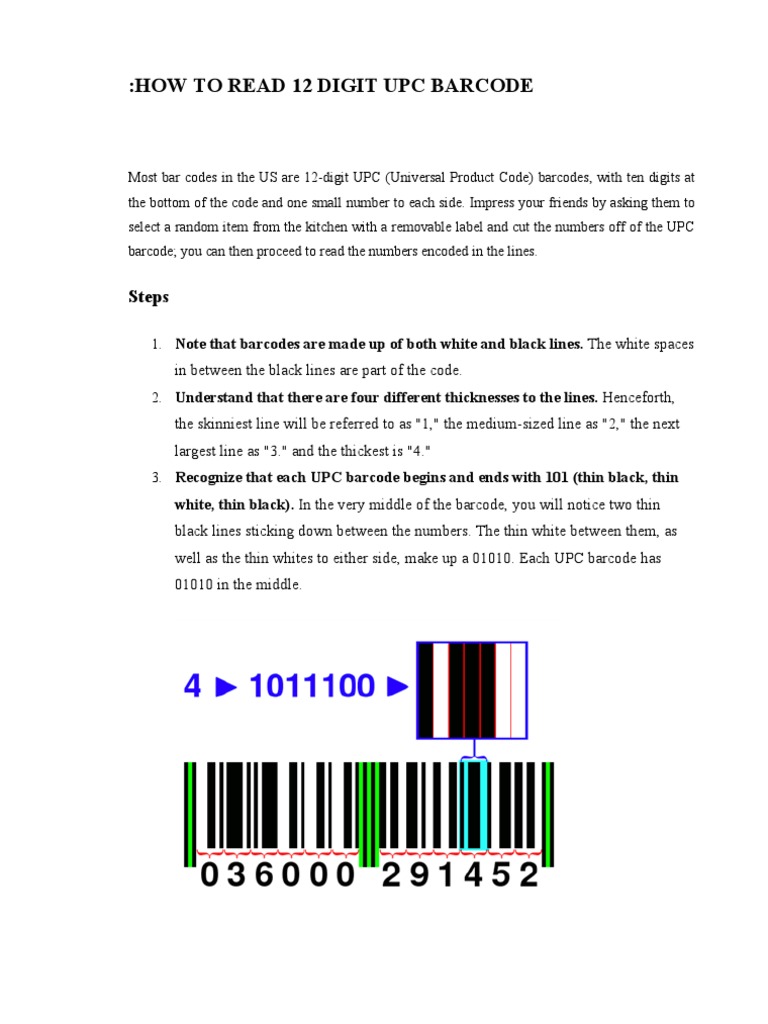 How To Read 12 Digit Upc Barcode | PDF