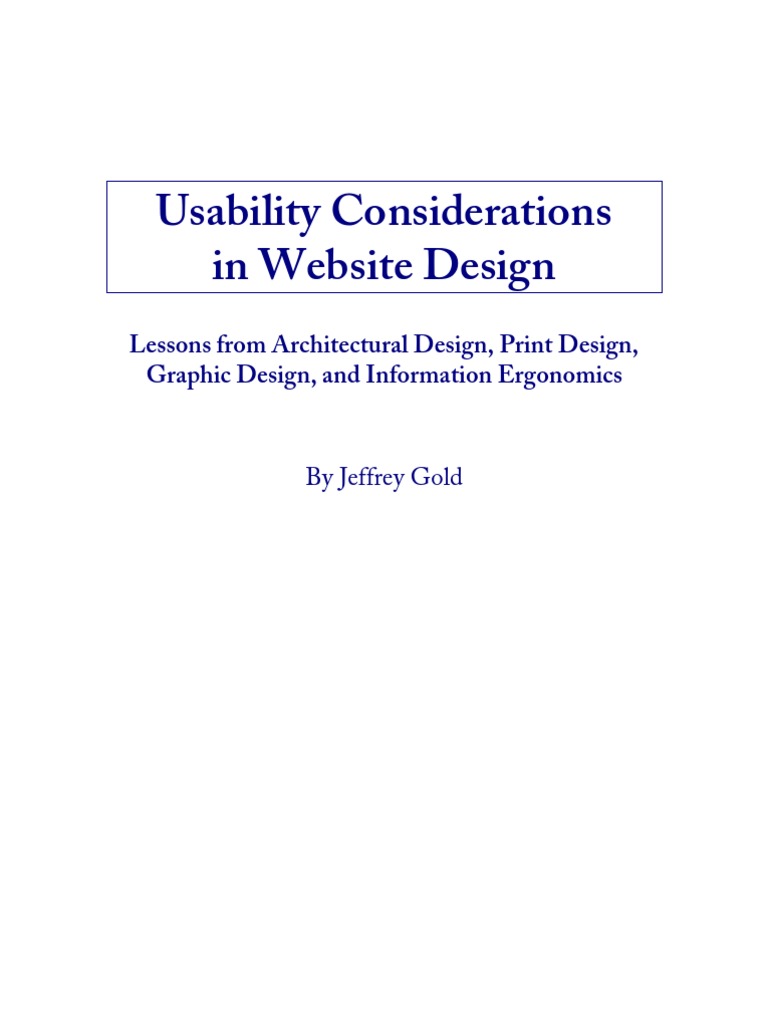 Usability Considerations in Website Design | PDF | Web Design | Usability