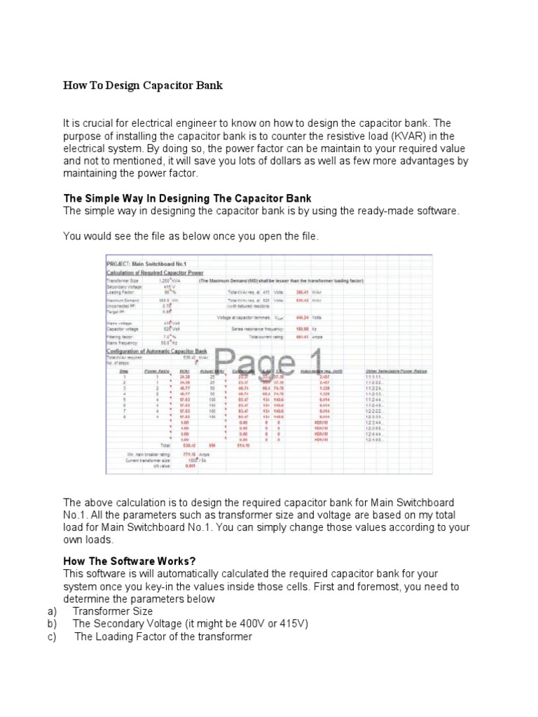How To Design Capacitor Bank | PDF | Capacitor | Transformer