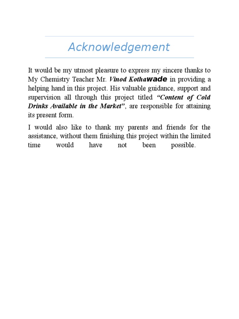 Comparative Study of Different Types of Cold Drinks | PDF ...