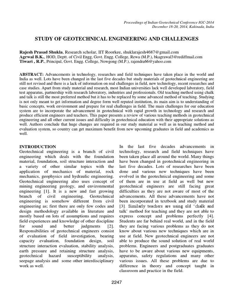 Study of Geotechnical Engineering and Challenges | PDF | Geotechnical ...