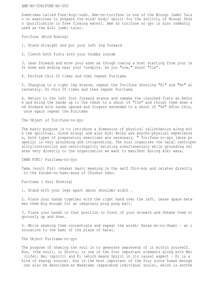 Torifune No Gyo - Misogi Harai - Self Purification | PDF | Aikido | Soul