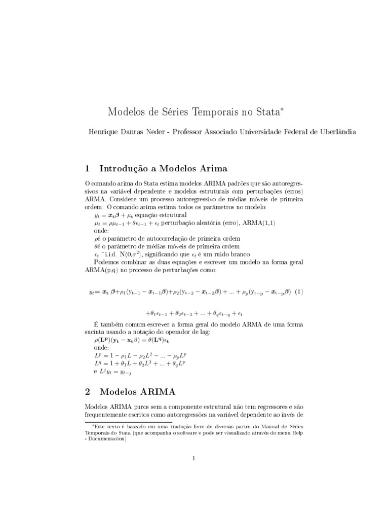 Introducao A Modelos Arima | PDF | Séries temporais | Análise estatística