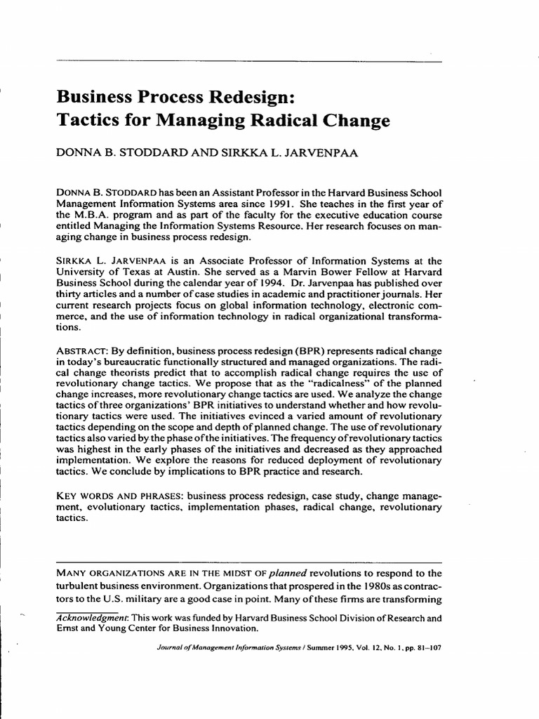 Managing Radical Change in BPR | PDF | Business Process | Business