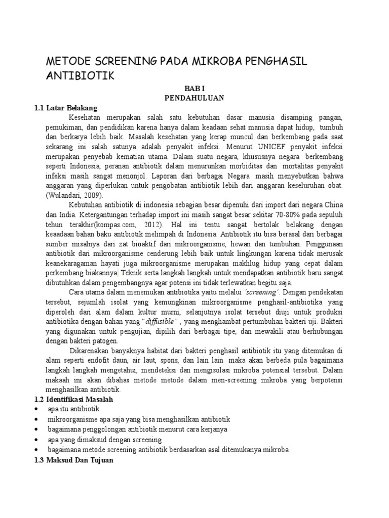 Metode Screening Pada Mikroba Penghasil Antibiotik | PDF | Kesehatan ...