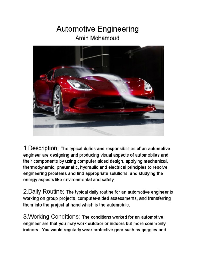 Overview of Automotive Engineering Careers | PDF | Engineer | Car