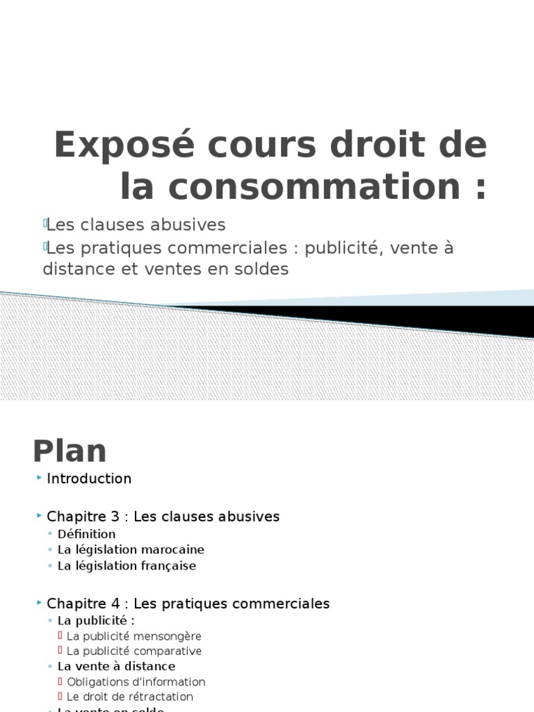 Exposé Cours Droit de La Consommation | PDF | Publicité | Sodles