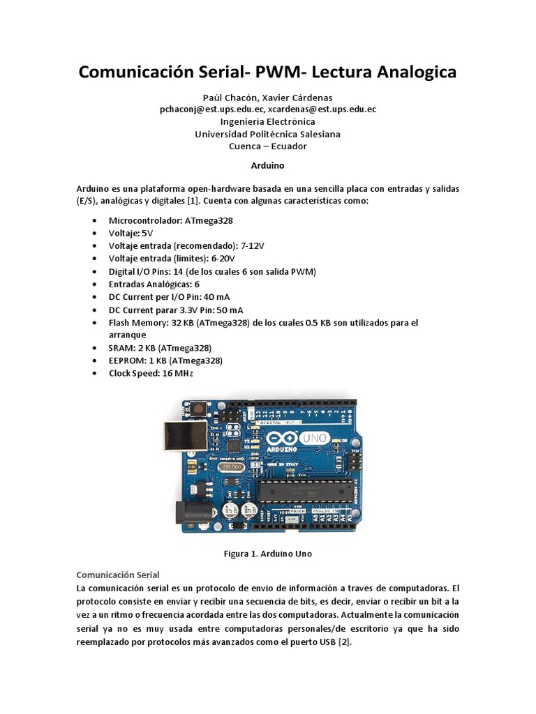 Comunicación Serial PWM | PDF | Arduino | Electrónica
