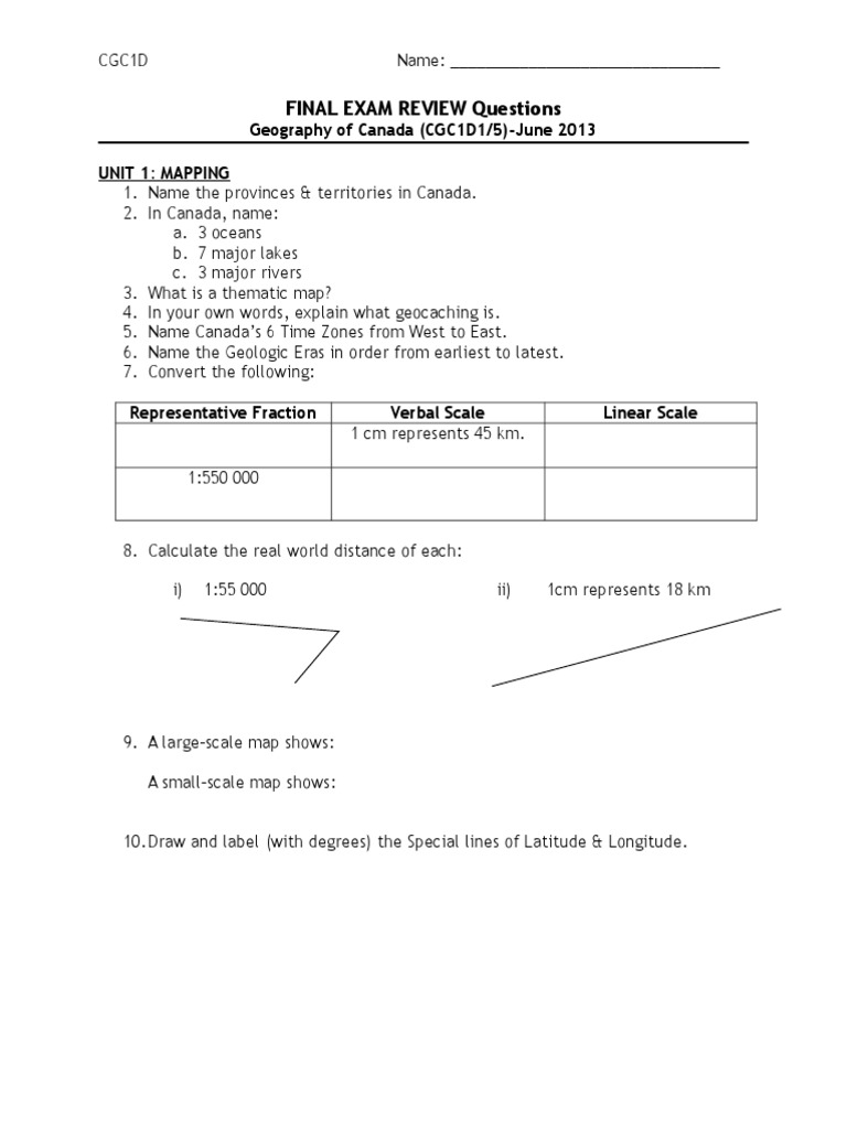 CGC1D Exam Review Questions-June 2013 | PDF | Immigration | Map