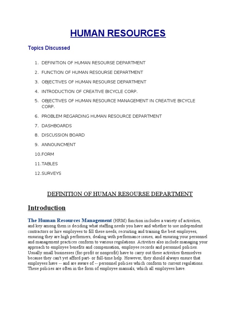 Human Resources: Topics Discussed | PDF | Human Resources | Employment