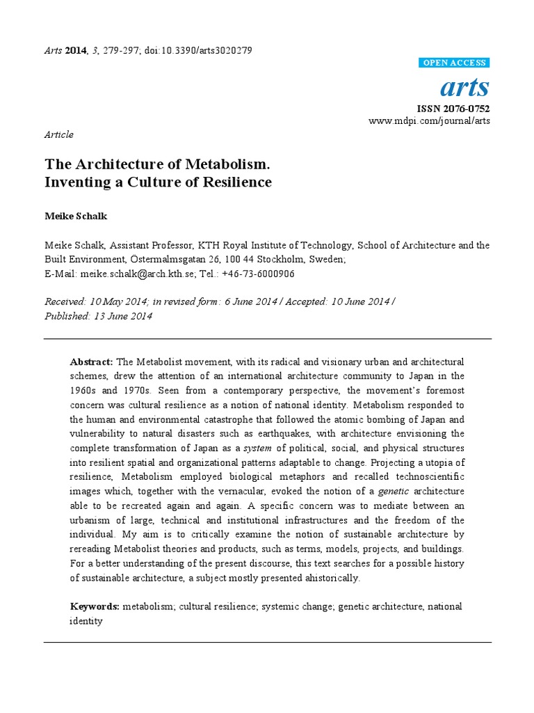 The Architecture of Metabolism. Inventing A Culture of Resilience | PDF ...