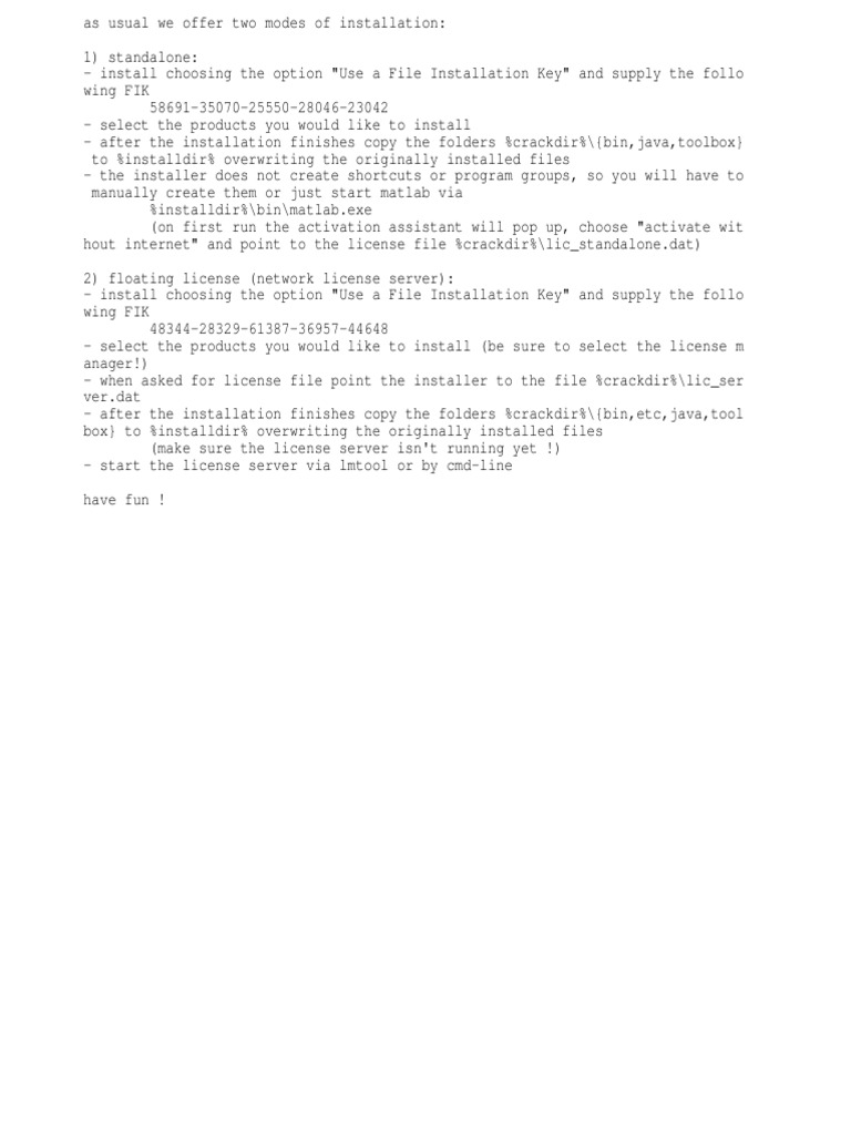 MATLAB Installation Guide | PDF | Business | Computers
