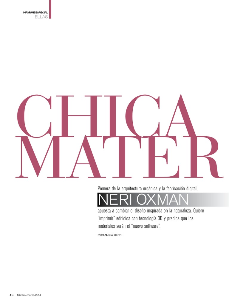 Chica Material Neri Oxman | PDF | Impresión 3d | Diseño