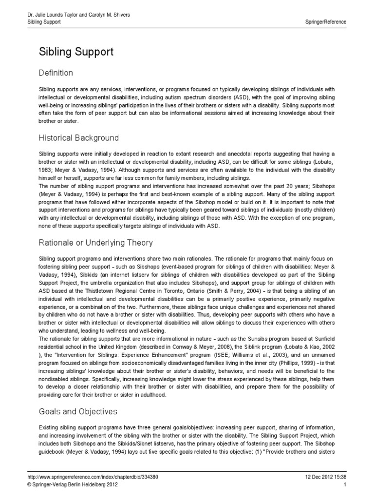 Sibling Support | PDF | Sibling | Social Support