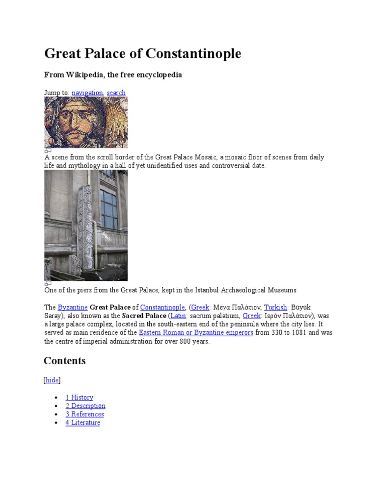 Great Palace of Constantinople Overview | PDF