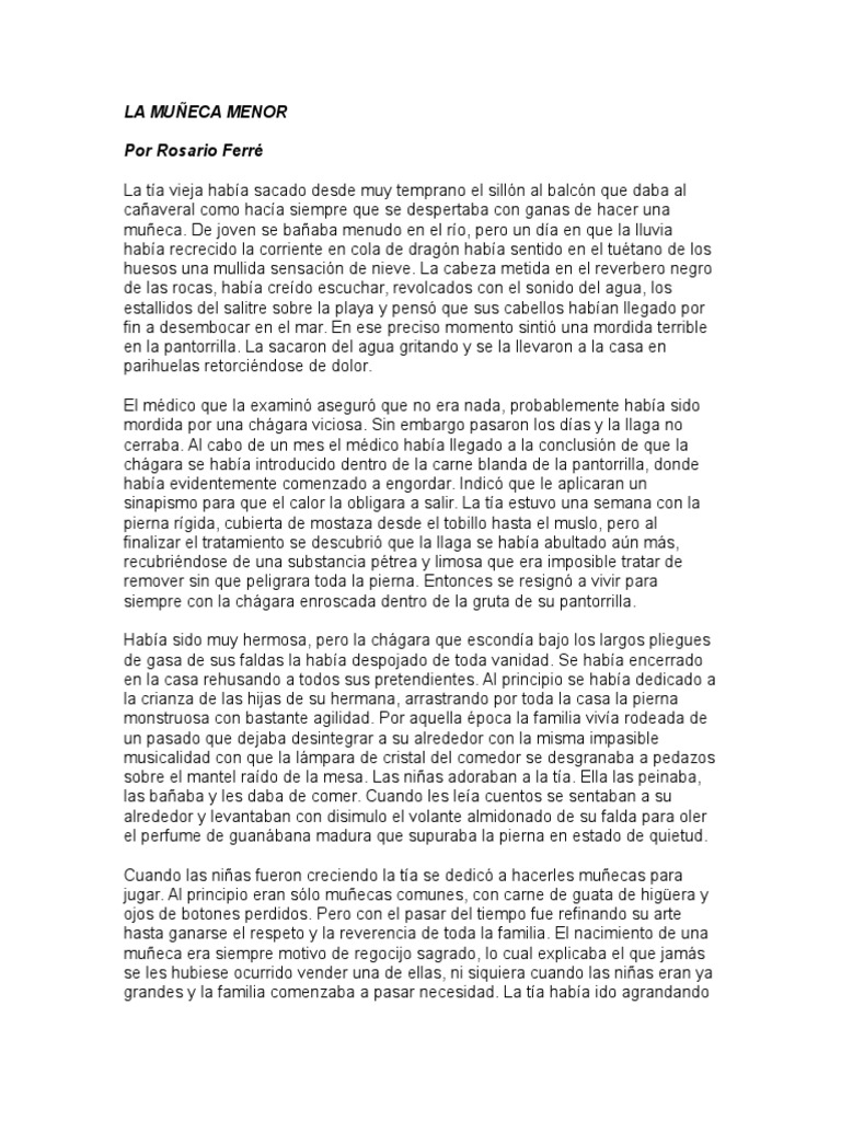 La Muñeca Menor: Cuento de Rosario Ferré | PDF | Muñecas | Mujer