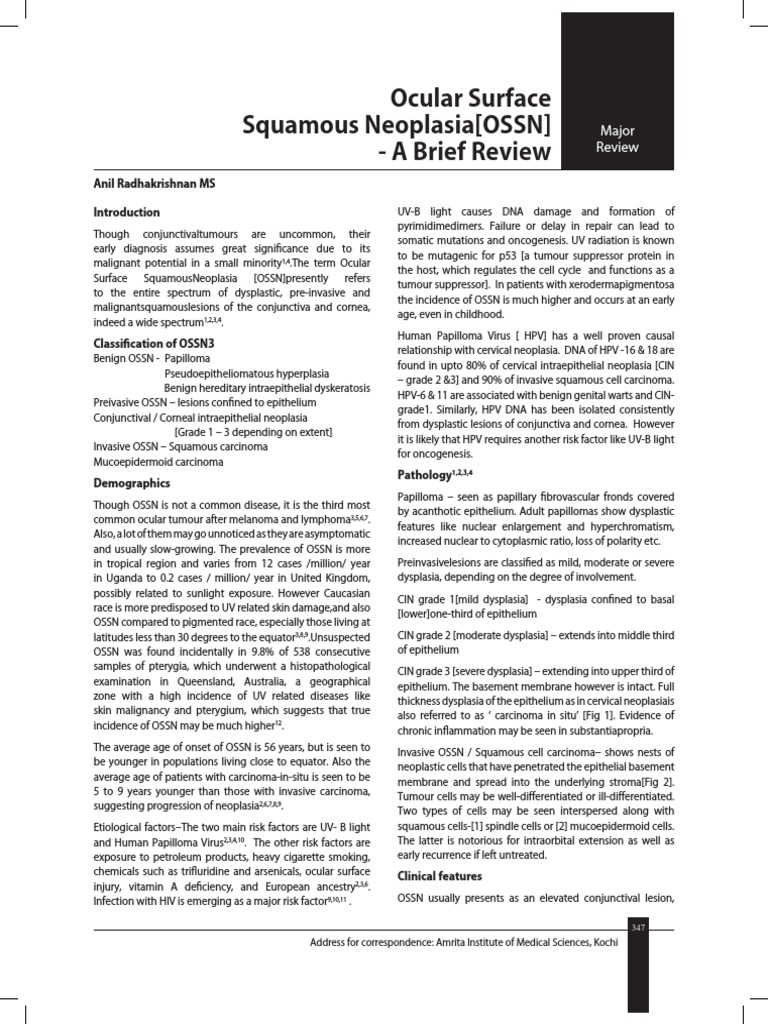 Ocular Surface Squamous Neoplasia Overview | PDF | Chemotherapy | Neoplasms