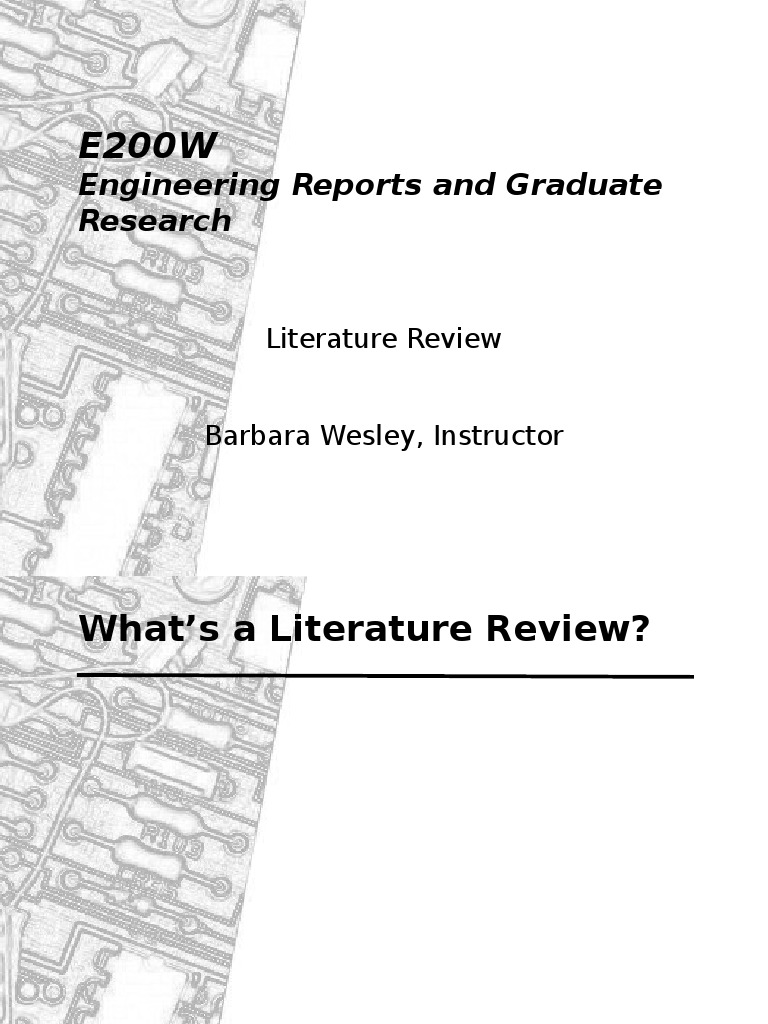 Engineering Reports and Graduate Research: Literature Review | PDF