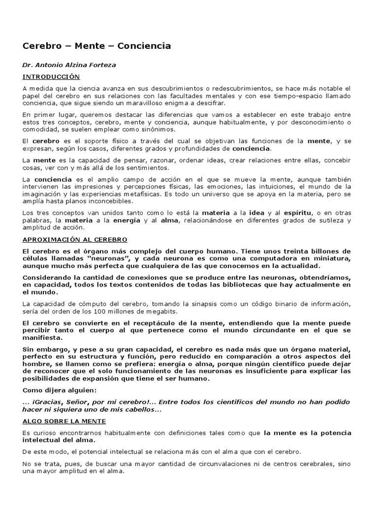 Cerebro Mente Conciencia Pdf Cerebro Mente