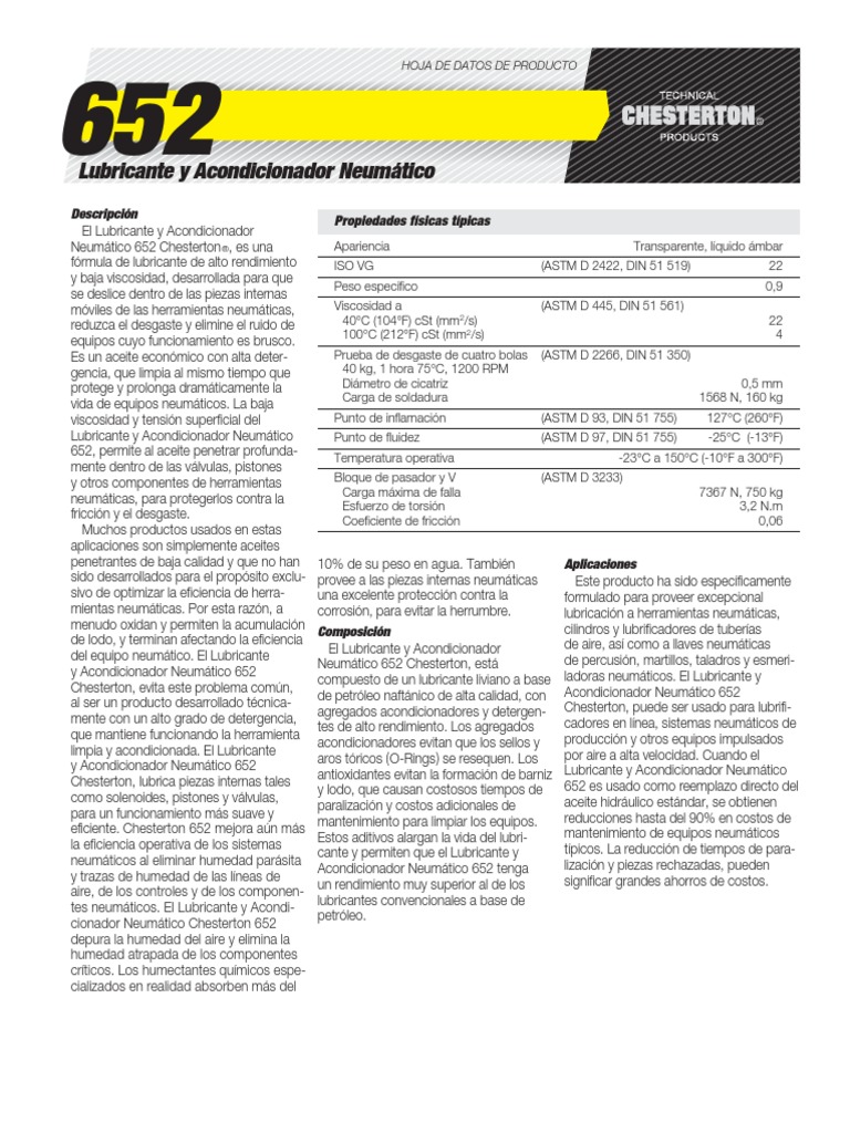 Chesterton Tdlu652 Es | PDF | Lubricante | Neumático