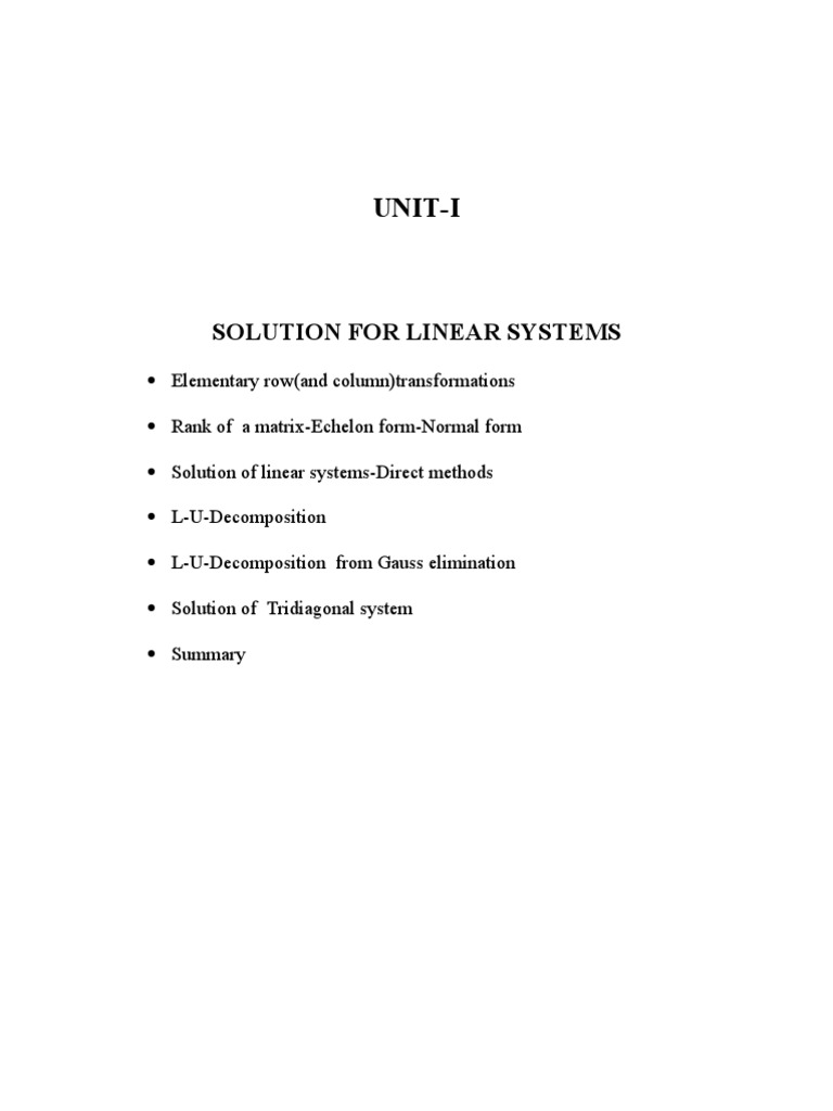 Solution For Linear Systems | PDF | Matrix (Mathematics) | Eigenvalues ...