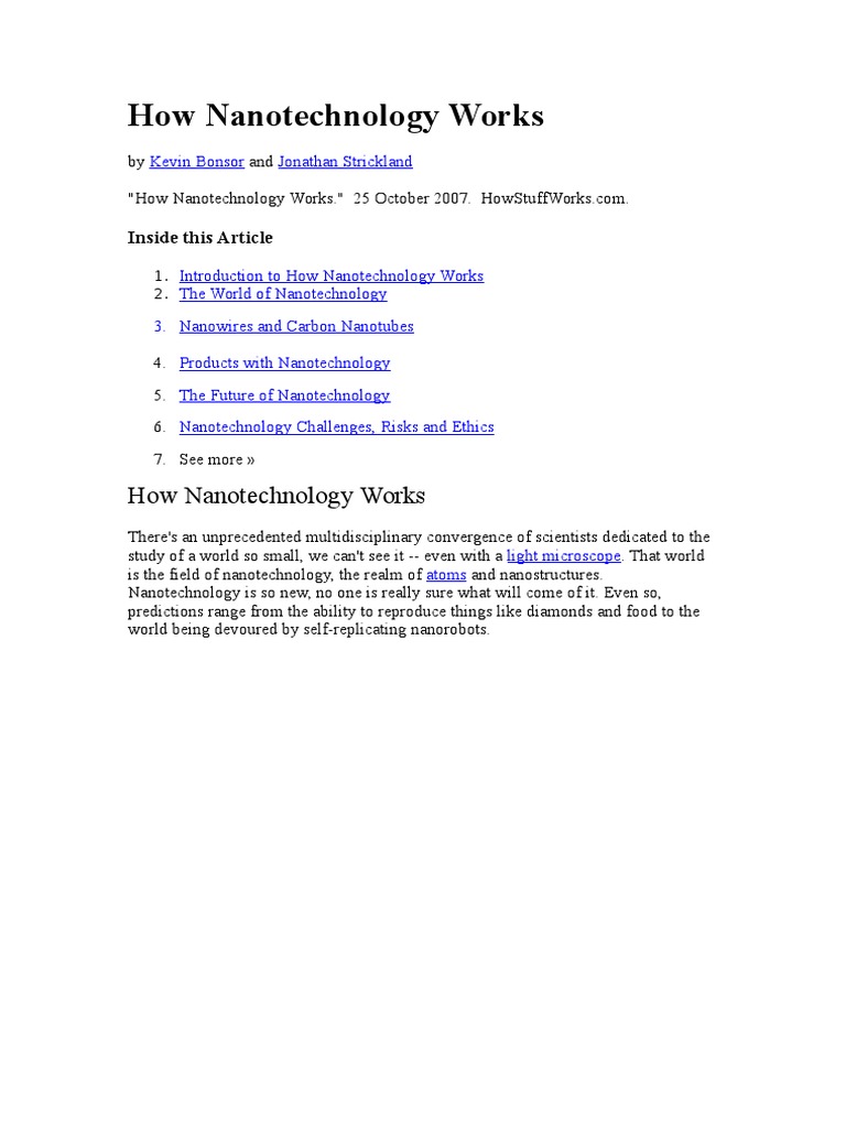 How Nanotechnology Works | PDF | Nanotechnology | Nanoparticle
