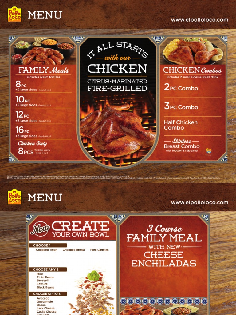 El Pollo Loco Menu | PDF | Burrito | The Coca Cola Company