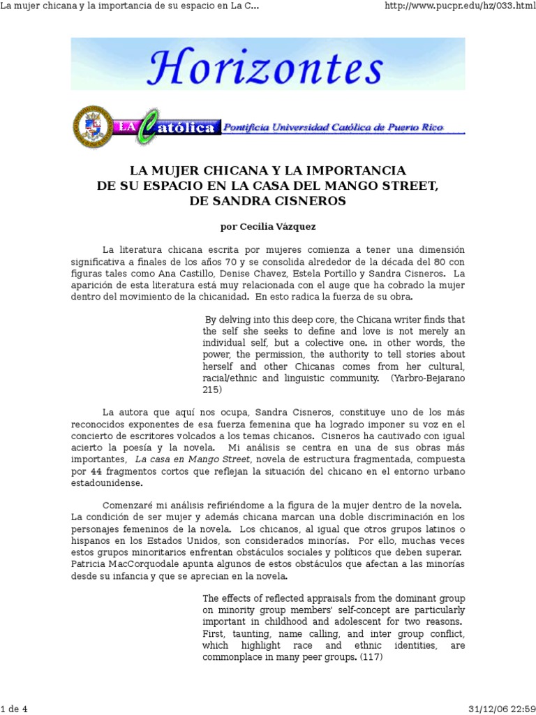 Casa Mango Street | PDF | Chicano | Mujer