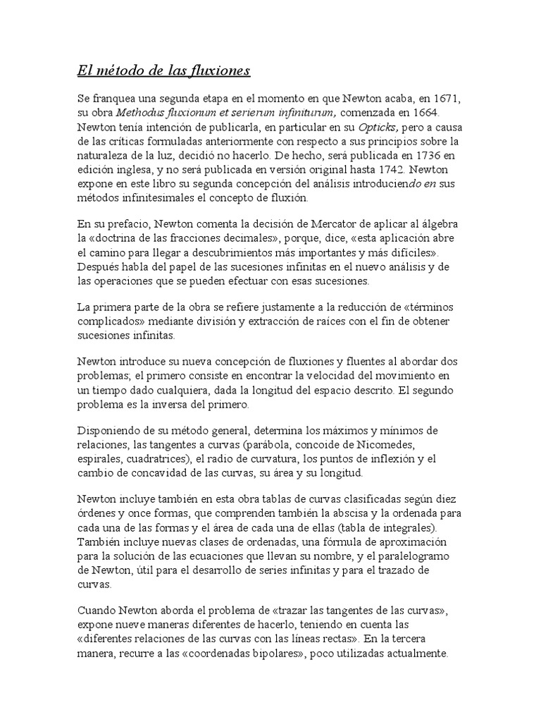 Método de las Fluxiones de Newton | PDF | Isaac Newton | Enseñanza de ...