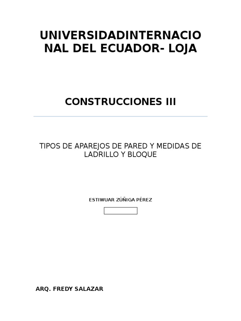Tipos de Aparejos y Medidas de Ladrillo | PDF | Ladrillo | Materiales ...