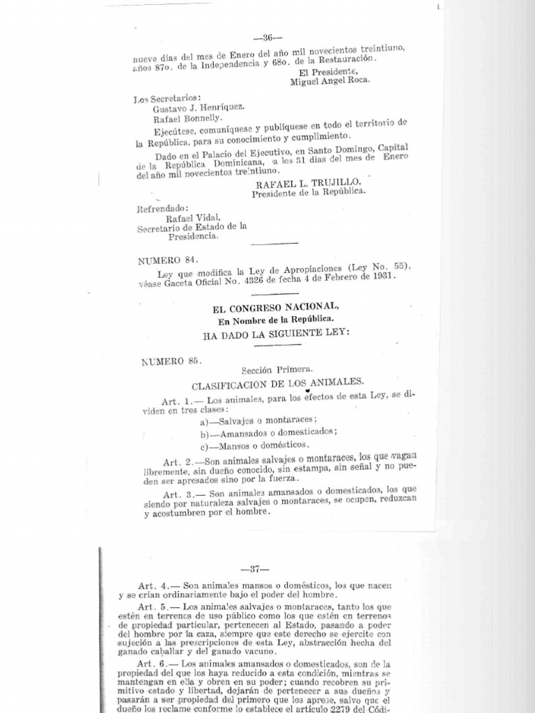 Ley No. 85 de 1931 | PDF