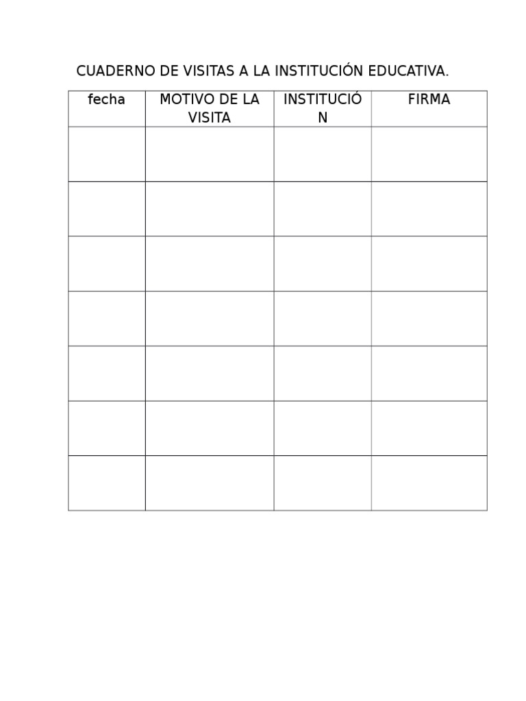 Cuaderno de Visitas A La Institución Educativa | PDF
