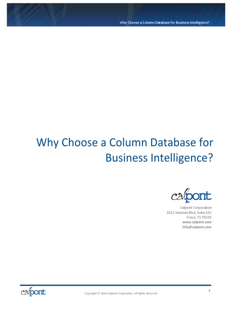 Why Choose A Column Database For Business Intelligence | PDF | Business ...