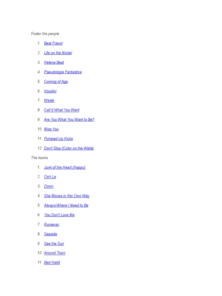 Top Songs by Foster the People & More | PDF