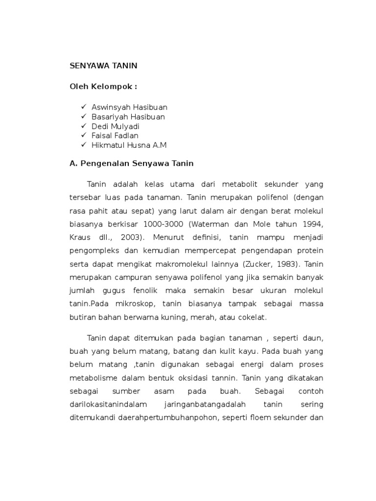 Senyawa Tanin | PDF