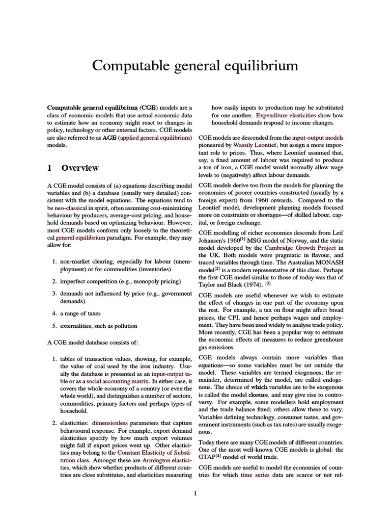 Understanding Computable General Equilibrium Models | PDF | Economics ...