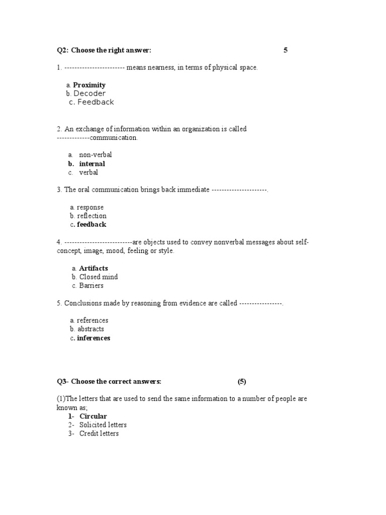 Eng 301 Quiz From Assignments | PDF | Nonverbal Communication | Communication