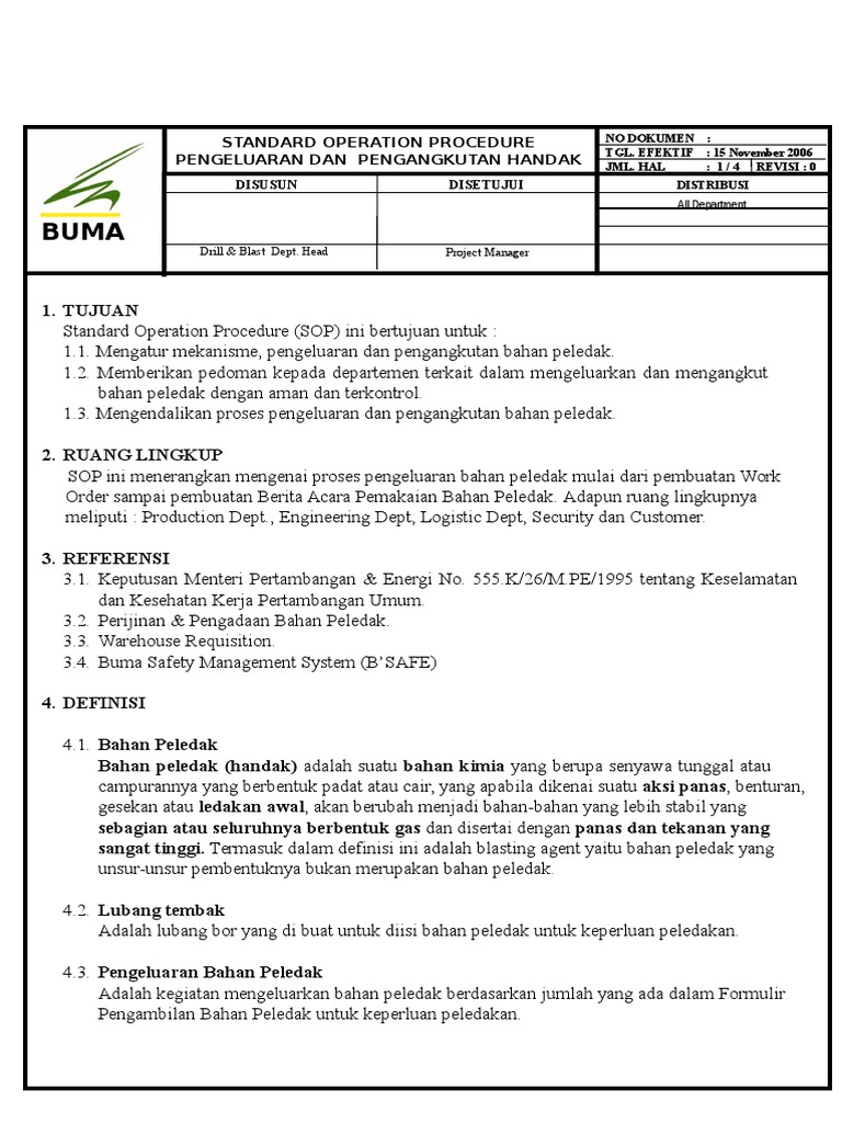 05 SOP Blasting Pengambilan | PDF