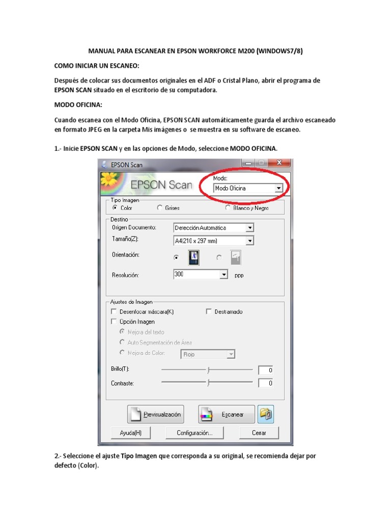 Manual Para Escanear en Epson Workforce m200 | Archivo de computadora | Formato de Documento ...