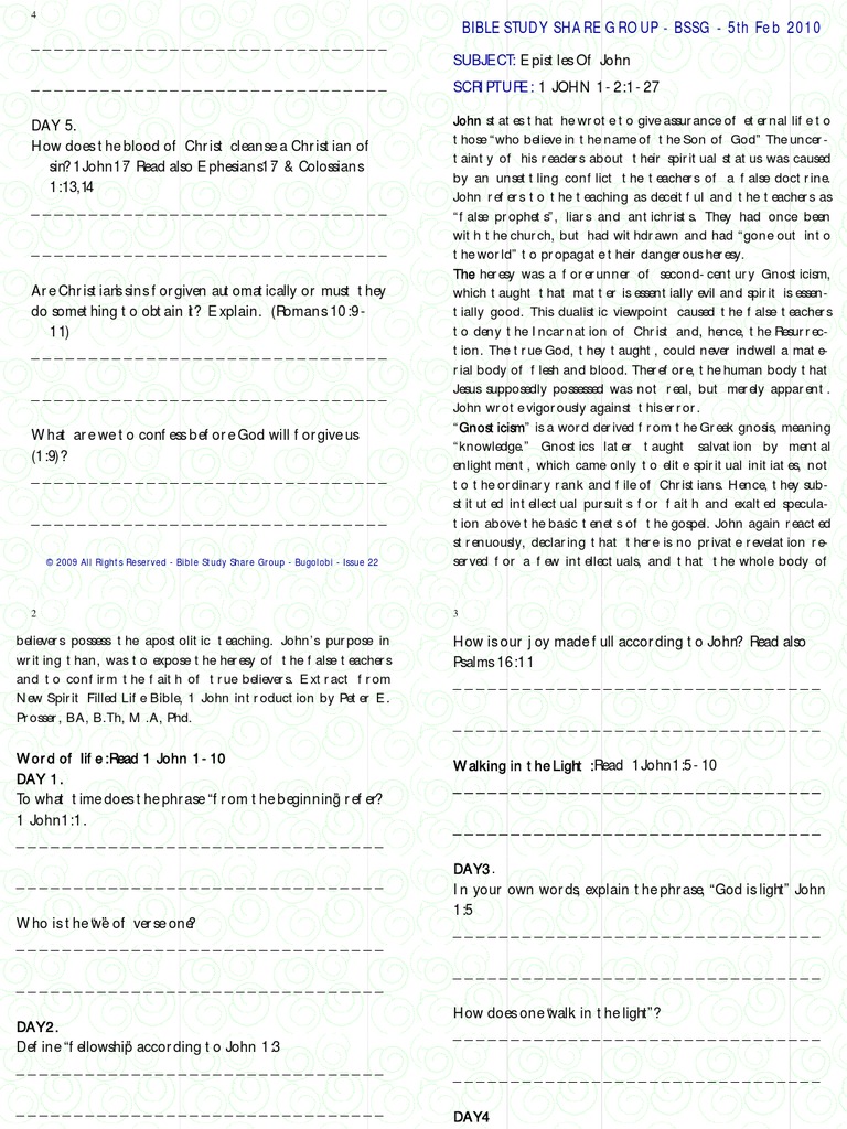 Issue 22 - The Study of The Epistles of John (Bible Study Share Group ...