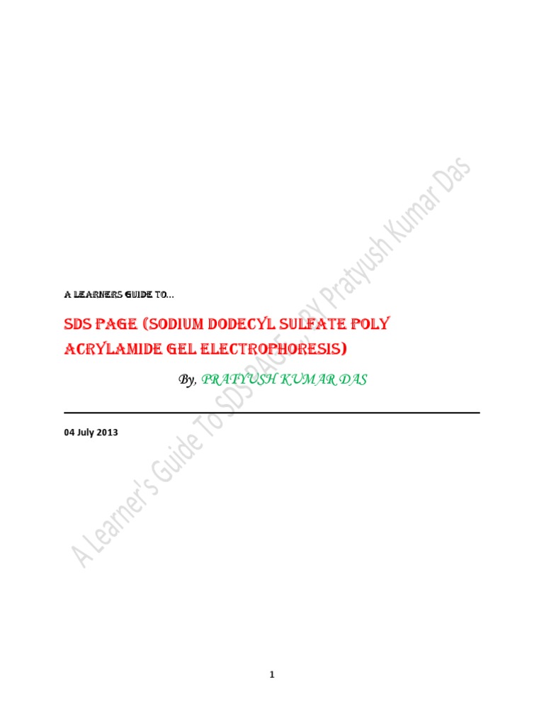A Learner's Guide To SDS PAGE PDF | PDF | Polyacrylamide Gel ...